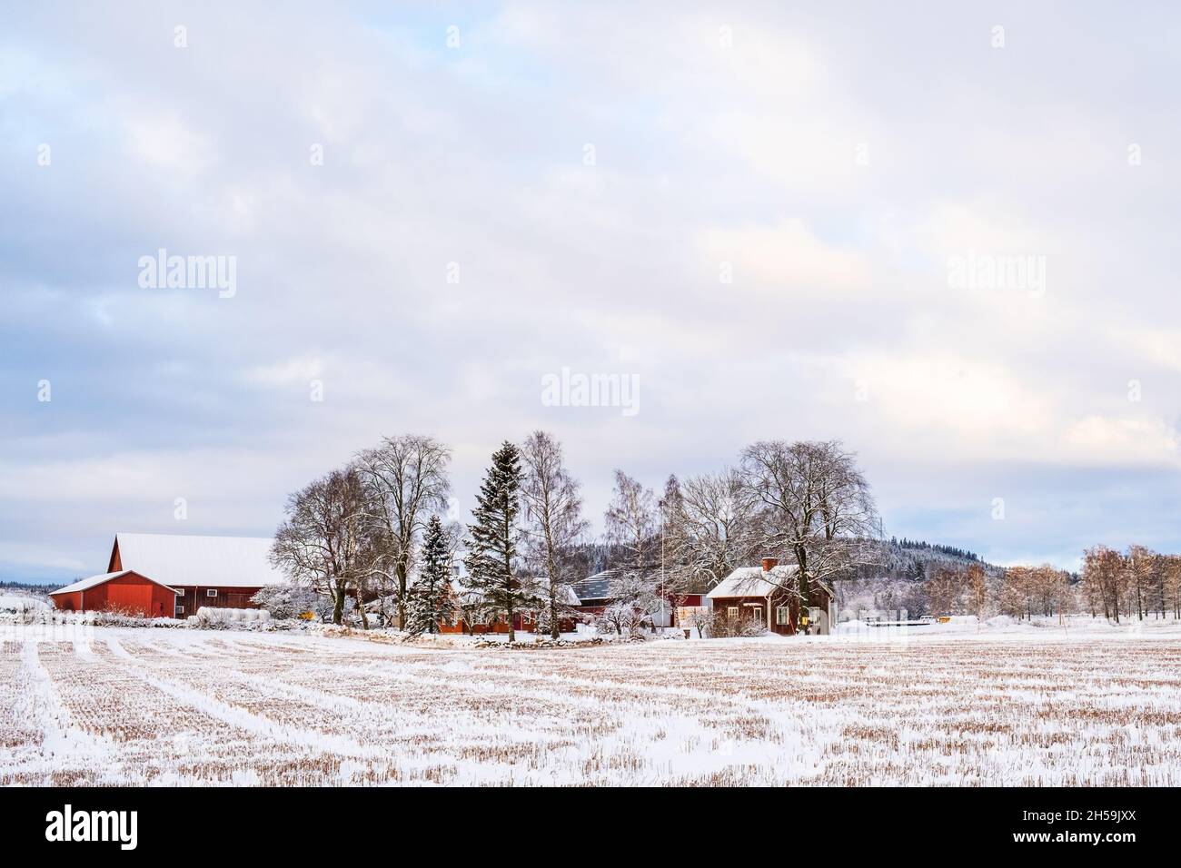 Farmhouse Barn Snow Landscape High Resolution Stock Photography and ...