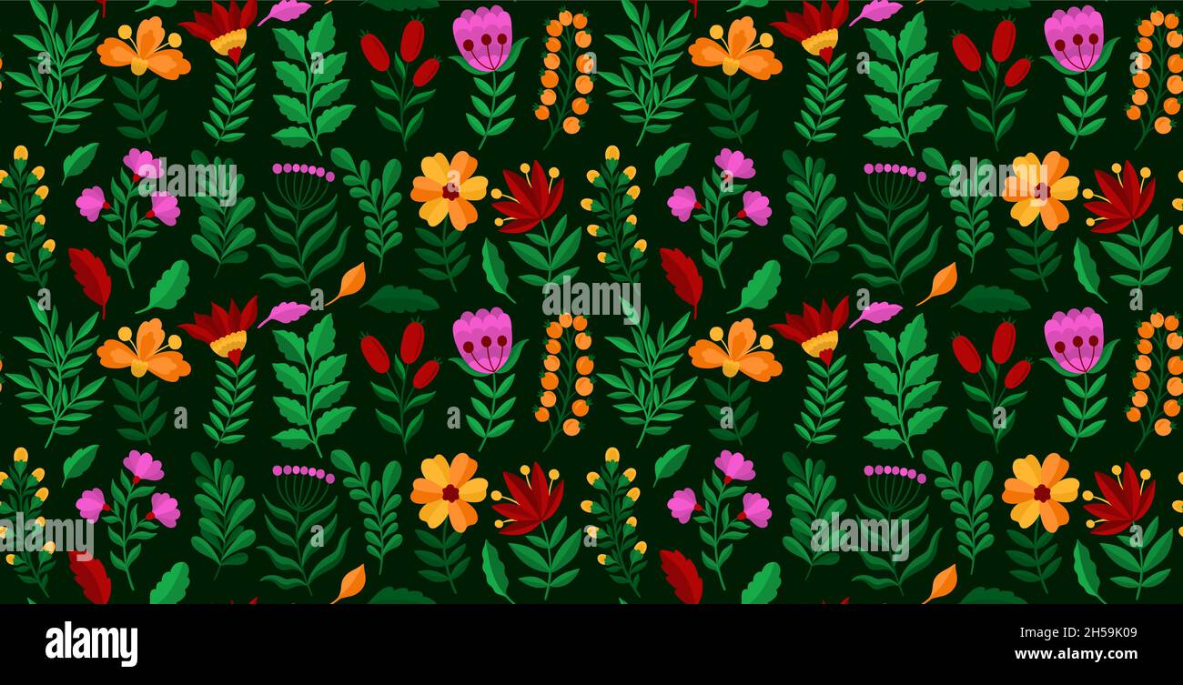 Seamless pattern floral background.Botanical plant repeat motif ...