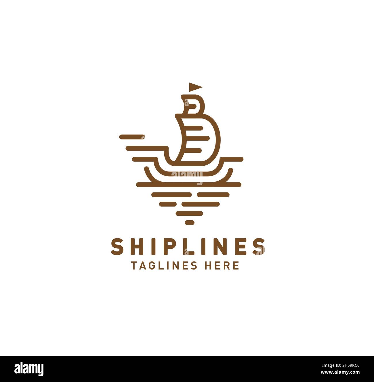 ship lines logo isolated on white background, sailing boat logo lines ...