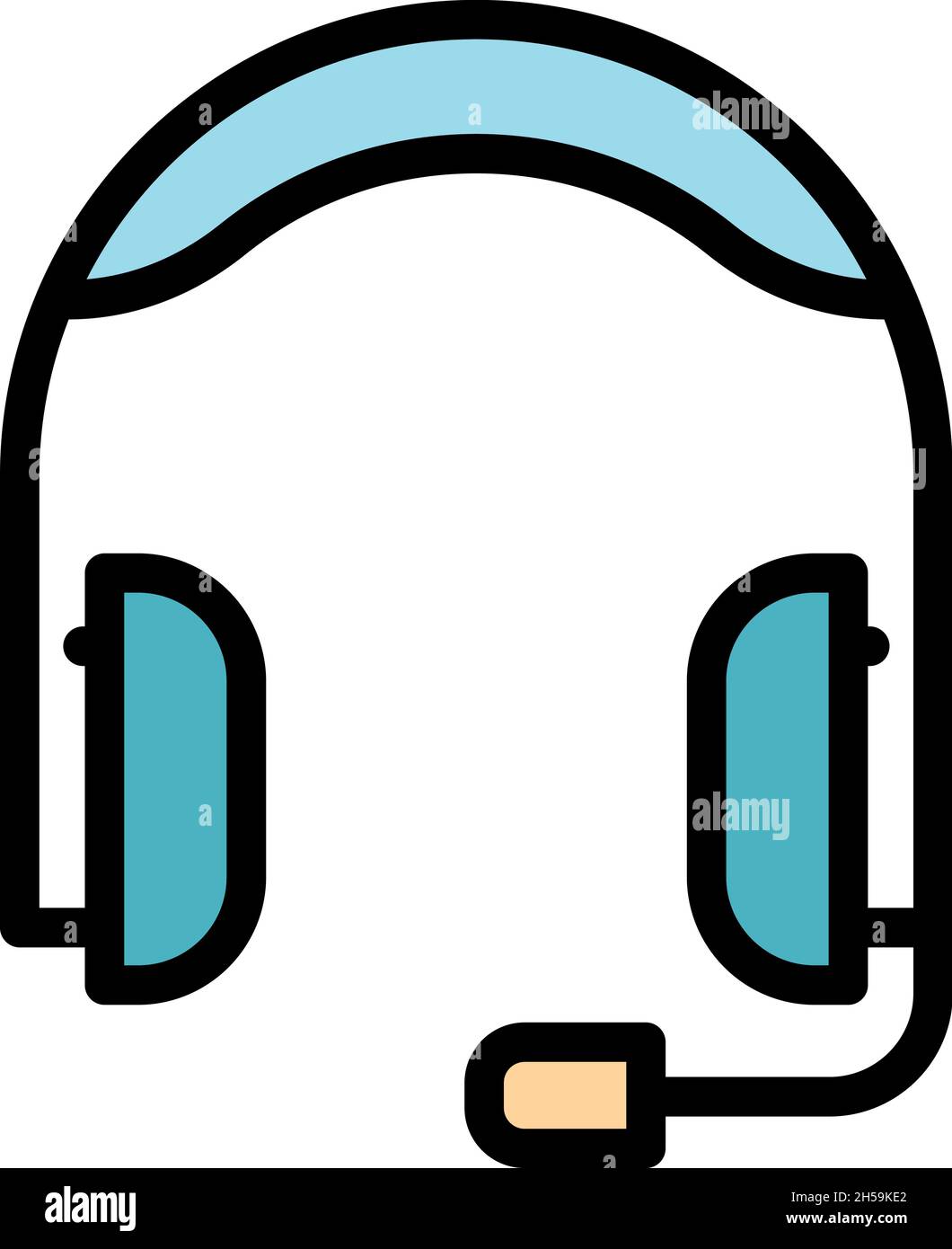 Audio headset icon. Outline audio headset vector icon color flat ...