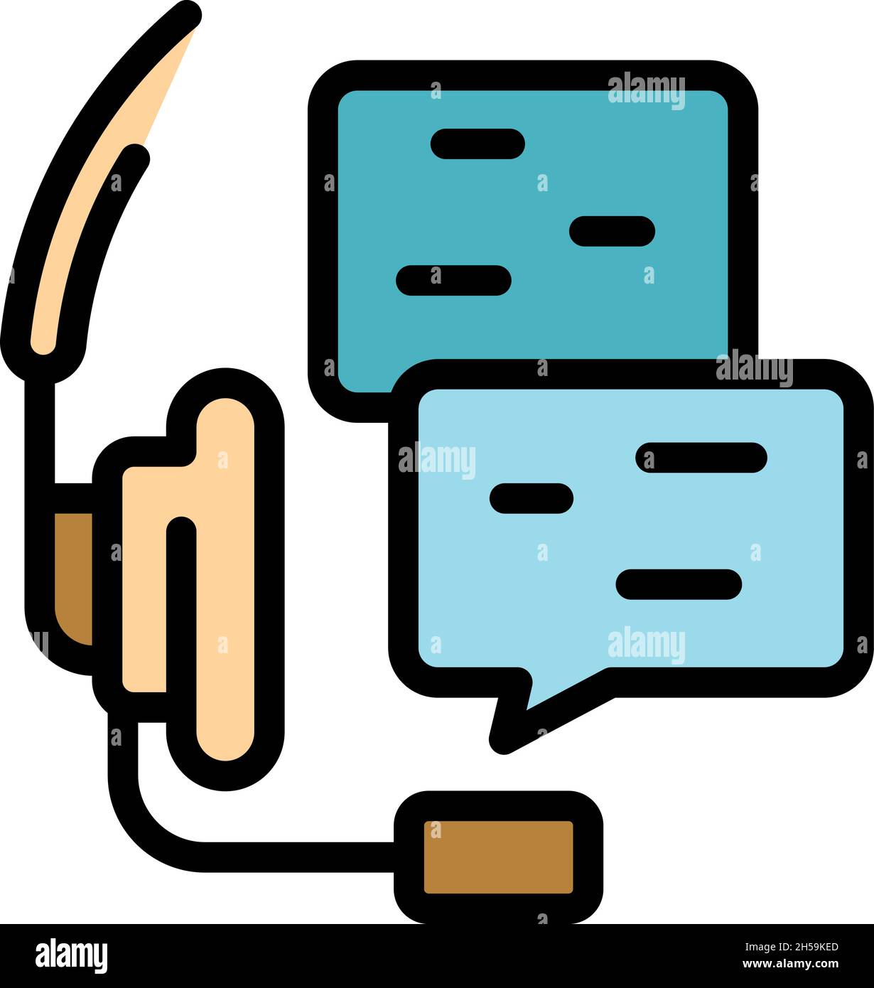 Headset audio call icon. Outline headset audio call vector icon color ...