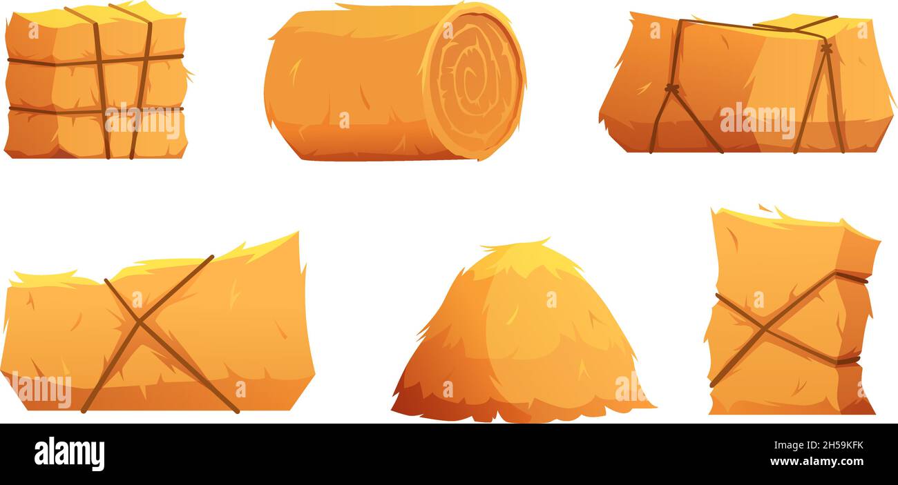 Haystack. Natural rural symbols agriculture haye crops yellow rolls ...