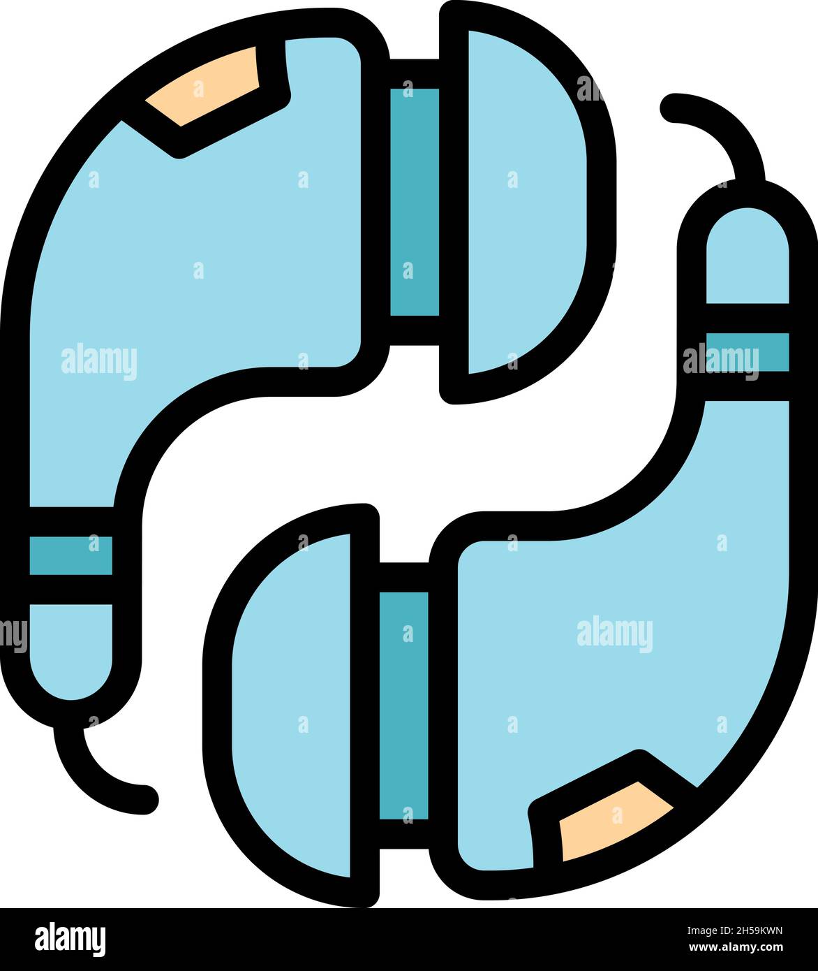 Smartphone headset icon. Outline smartphone headset vector icon color ...