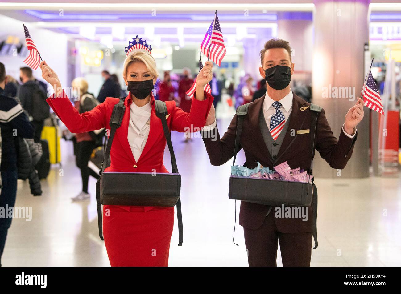 Virgin Atlantic cabin crew staff at London Heathrow Airport's T3 ahead ...