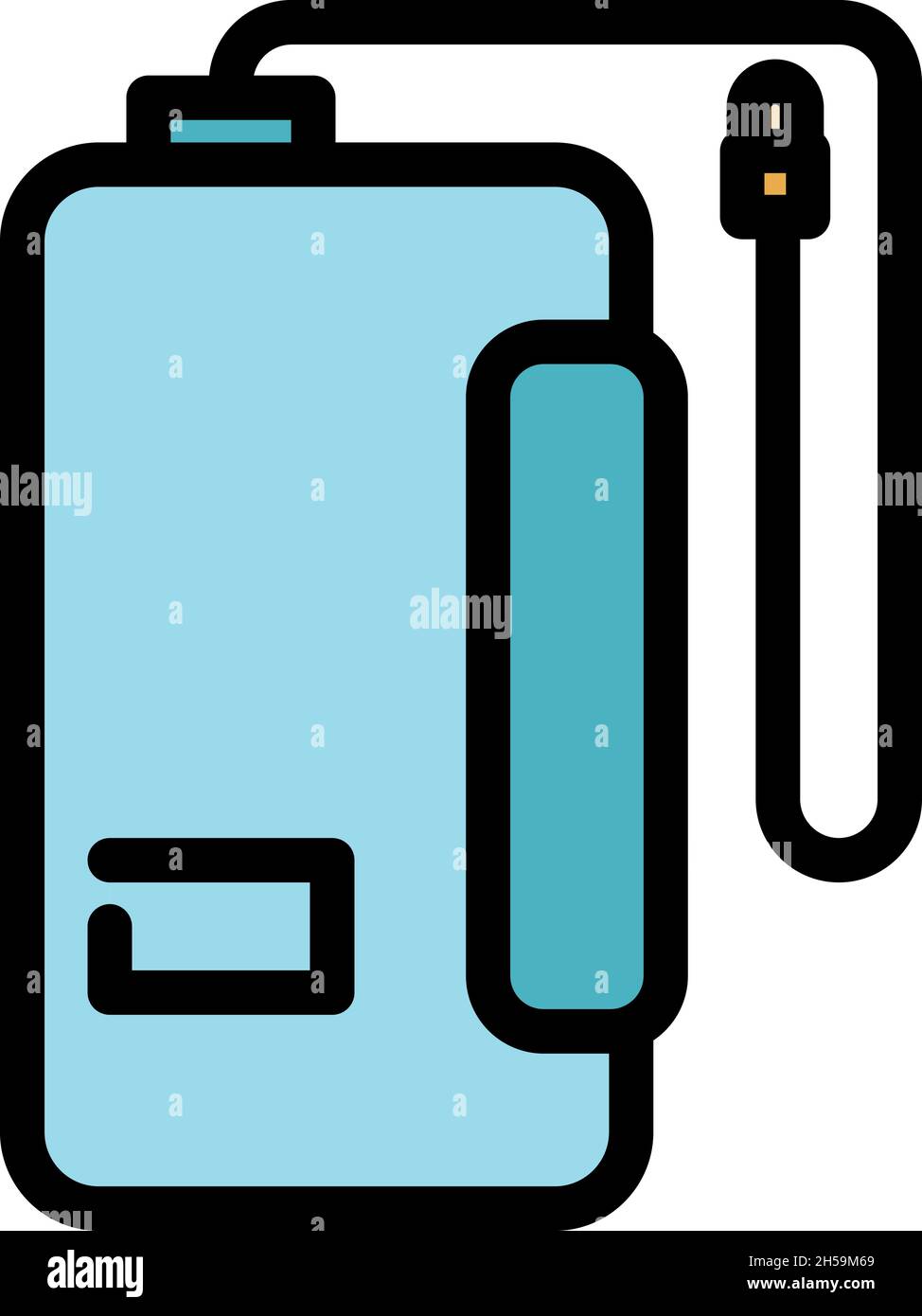 Cord power bank icon. Outline cord power bank vector icon color flat ...