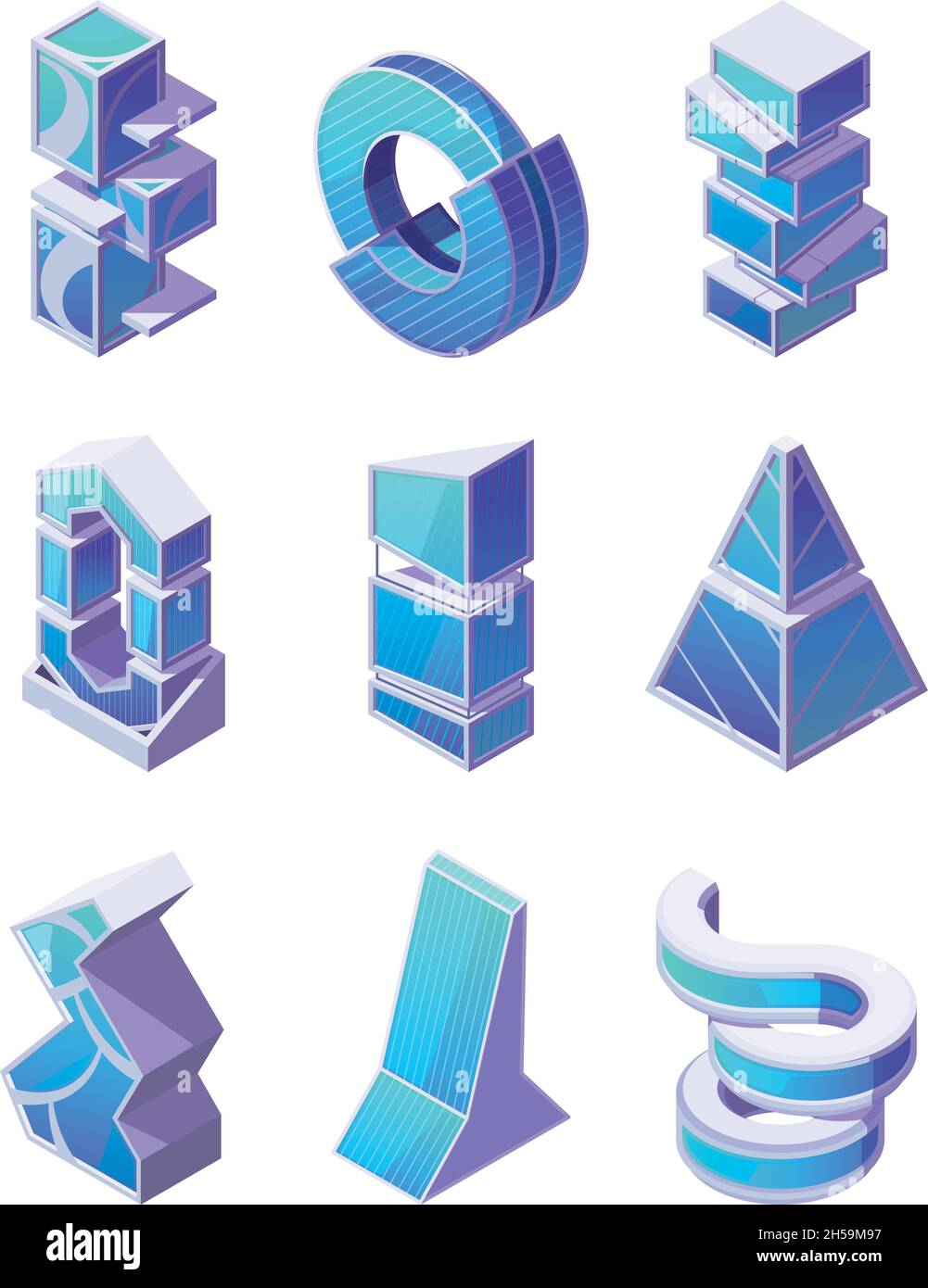 Modern buildings. Futuristic architectural objects for smart city ...