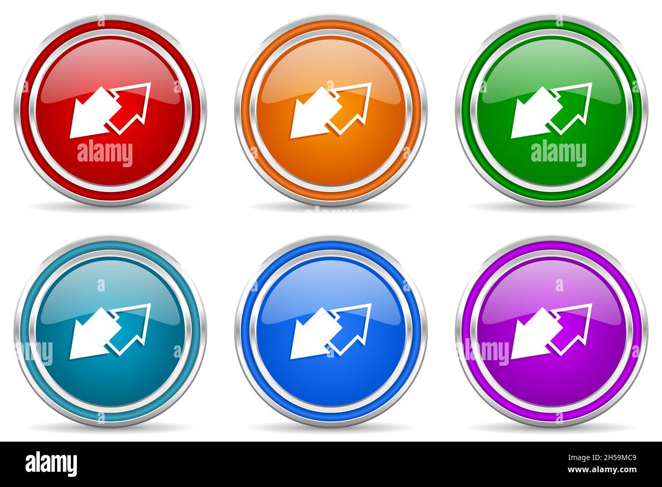 Exchange silver metallic glossy icons, set of modern design buttons for ...