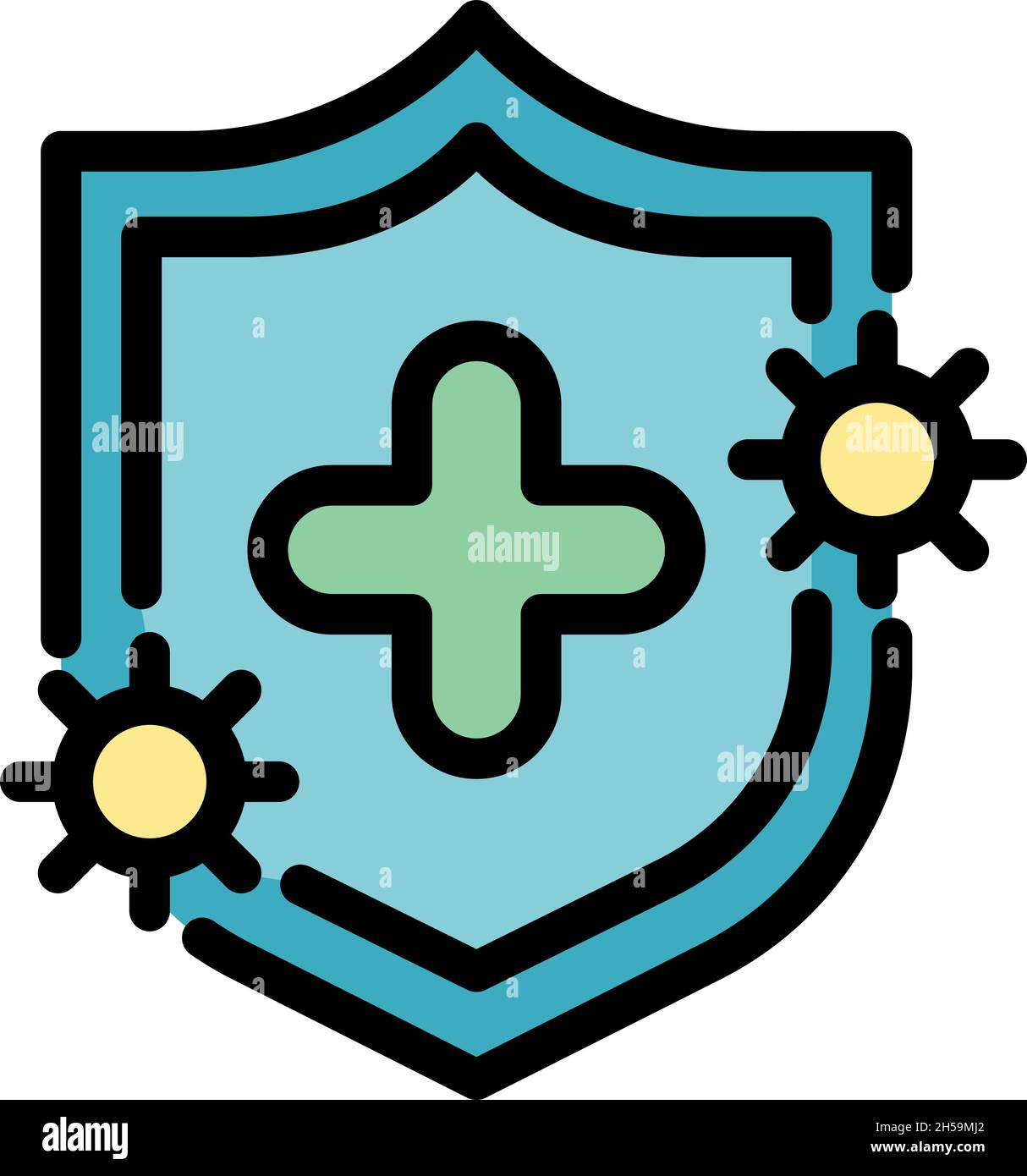 Probiotics shield icon. Outline probiotics shield vector icon color ...