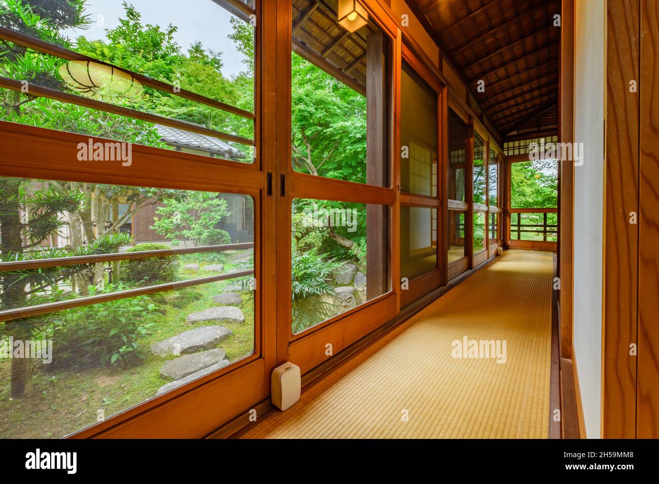 Tatami flooring of traditional Japanese style homes with wooden sliding ...