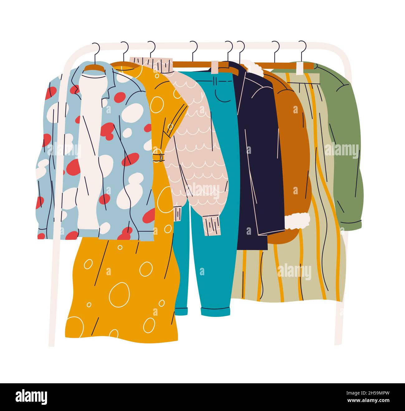 Clothes in shop hanging Cut Out Stock Images & Pictures - Alamy