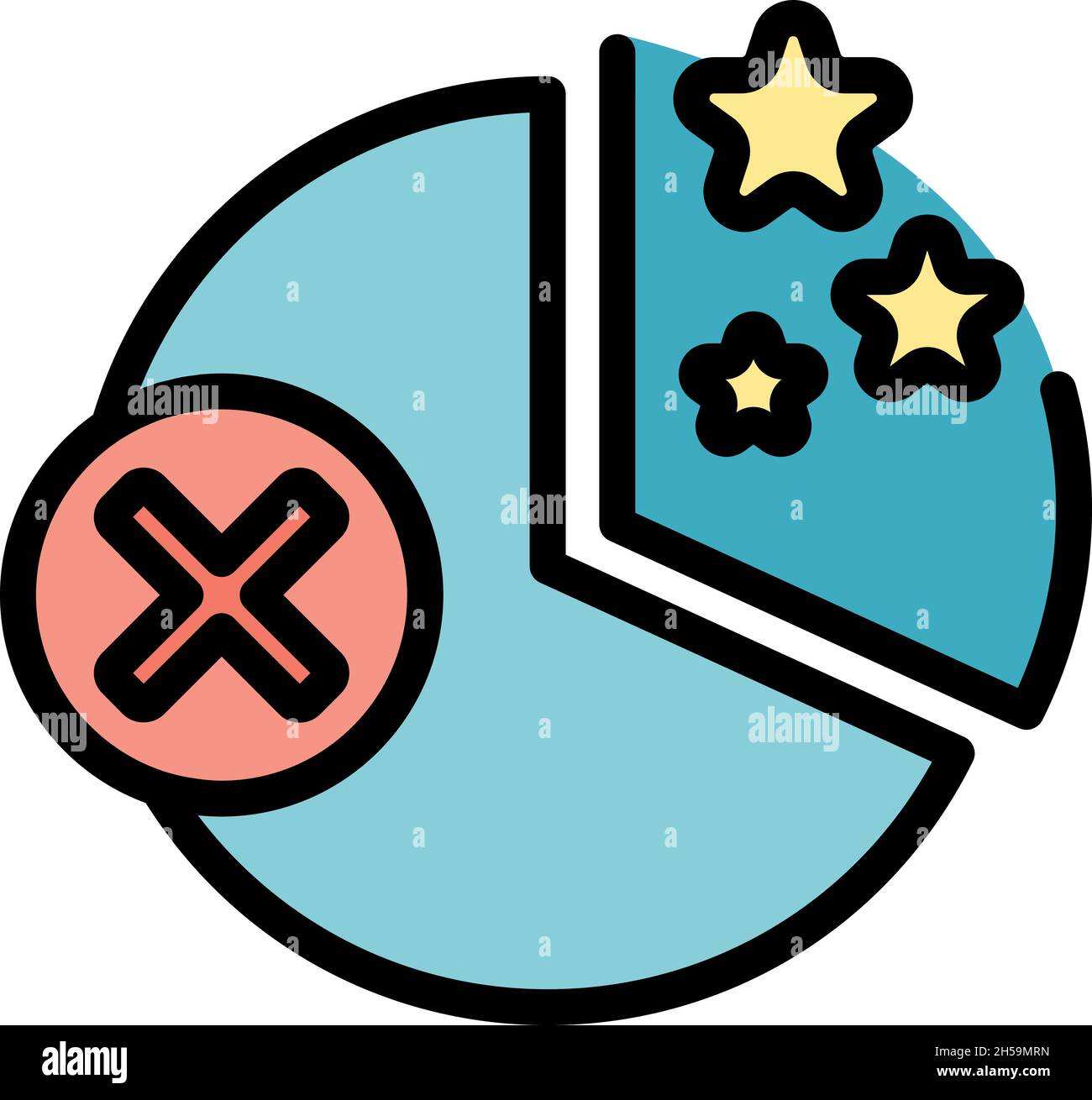 Pie chart product review icon. Outline pie chart product review vector ...