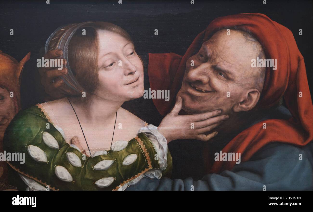 A funny, weird, ugly oil painting titled Ill-Matched Lovers by the ...