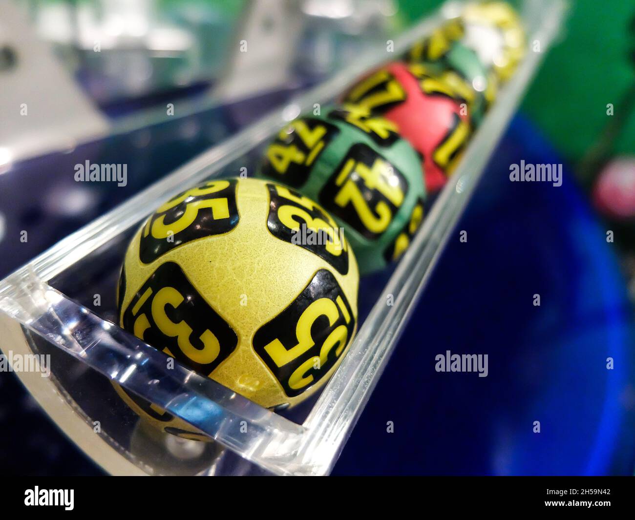 Image of lottery balls during extraction of the winning numbers Stock ...