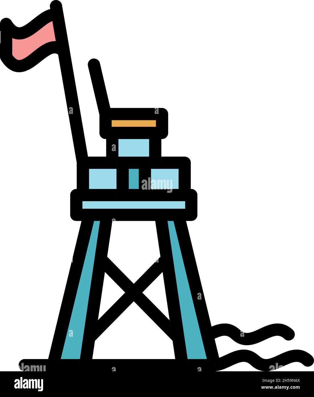 Rescue beach tower icon. Outline rescue beach tower vector icon color ...
