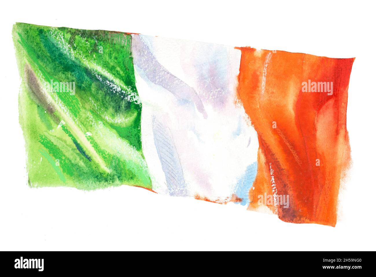 Ireland, Irish flag. Hand drawn watercolor illustration Stock Photo - Alamy