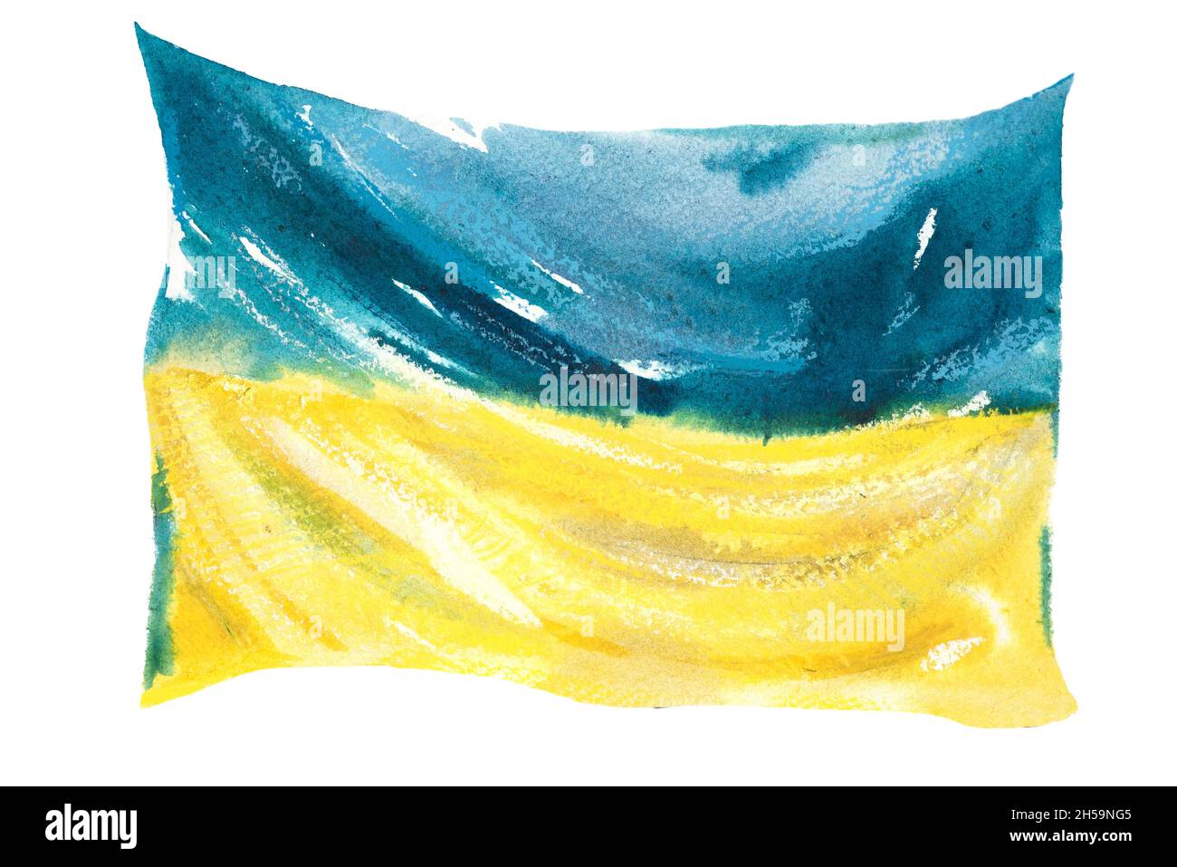 Ukraine, Ukrainian flag. Hand drawn watercolor illustration Stock Photo ...