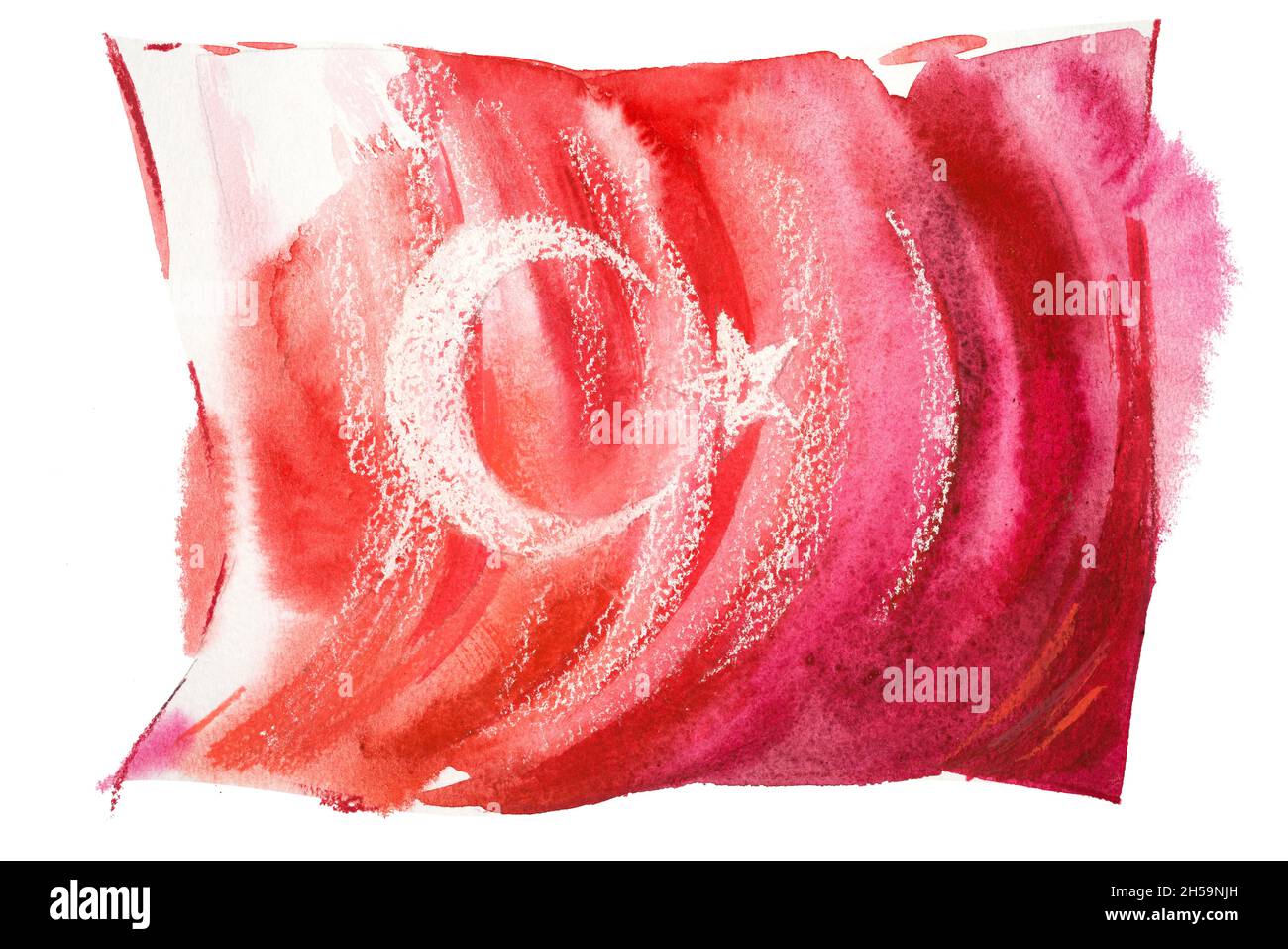 Turkey. Turkish flag. Hand drawn watercolor illustration Stock Photo ...