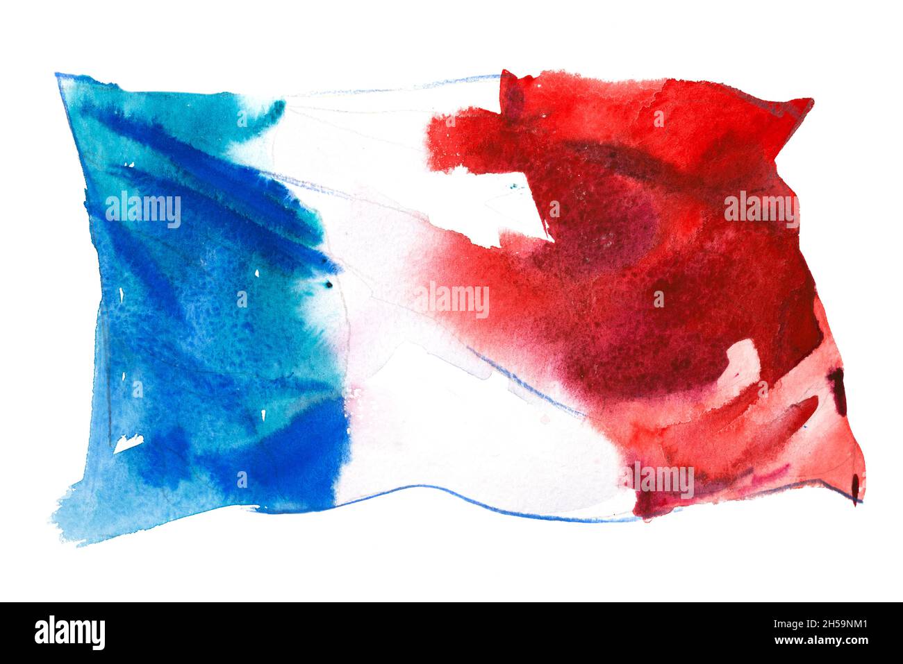 Flag of France, hand drawn watercolor illustration Stock Photo - Alamy