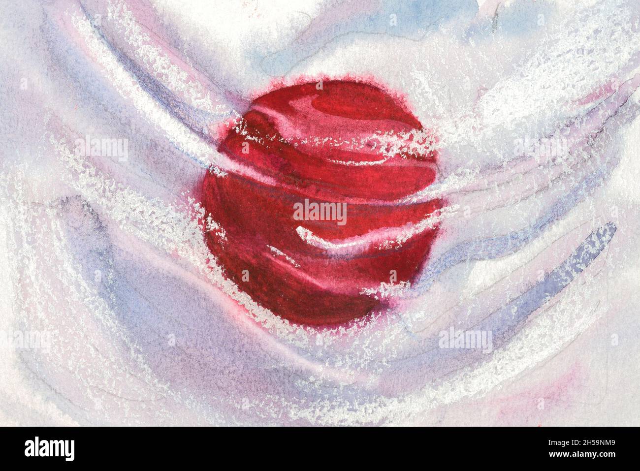 Japan, japanese flag. Hand drawn watercolor illustration Stock Photo ...