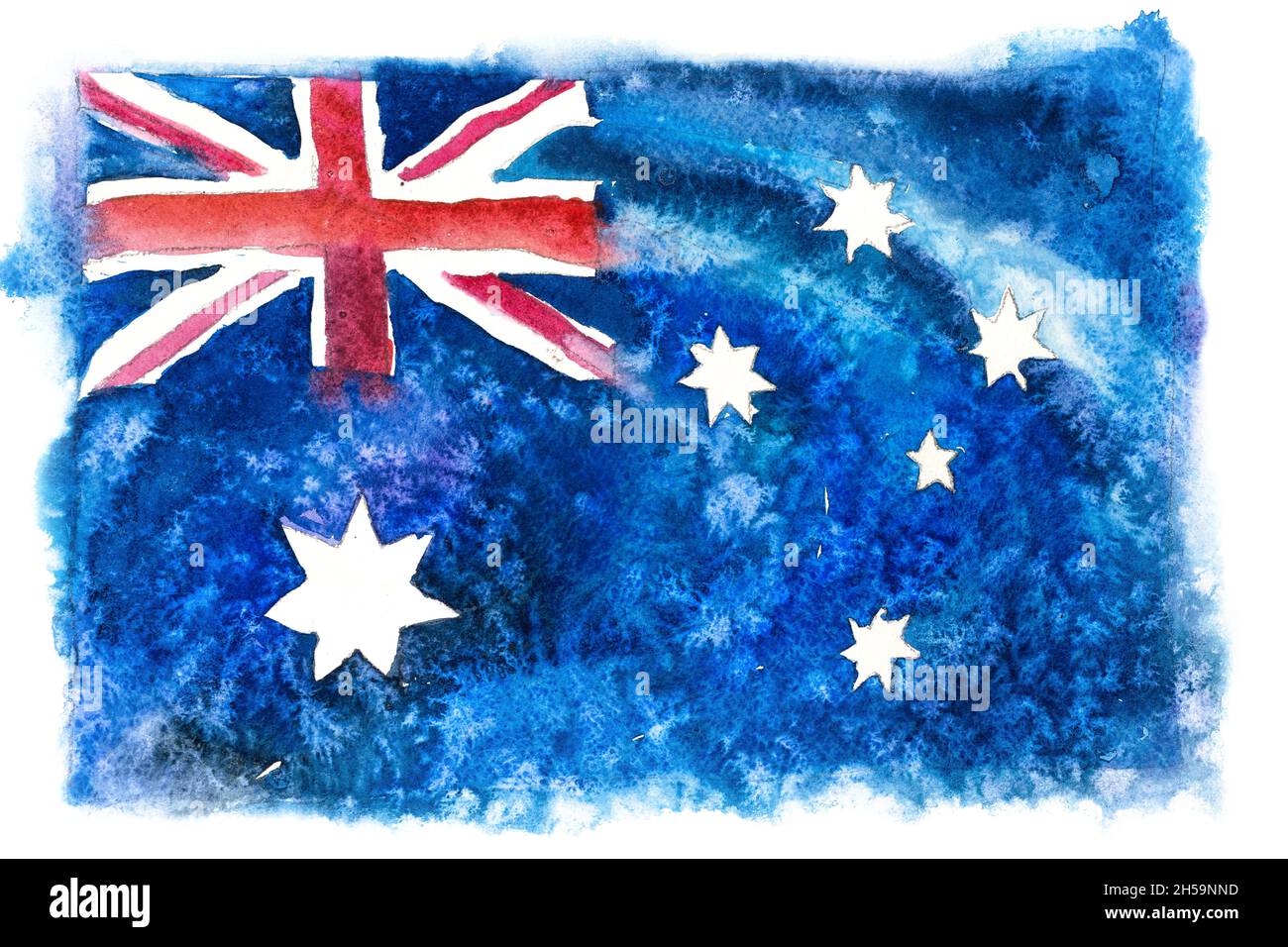 Australia, Australian flag. Hand drawn watercolor illustration Stock ...