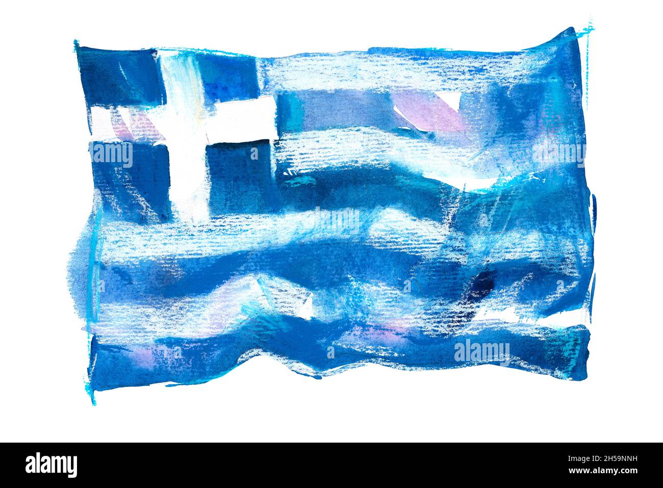Greece, Greek flag. Hand drawn watercolor illustration Stock Photo - Alamy