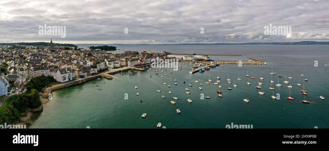aerial view on the harbor of douarnenez on brittany in france Stock ...