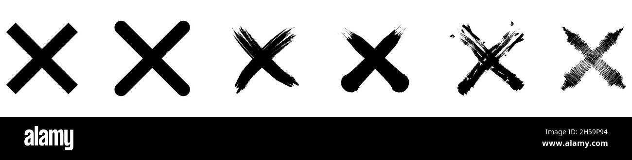 Set of X black mark. Grunge set X. Vector illustration isolated on ...