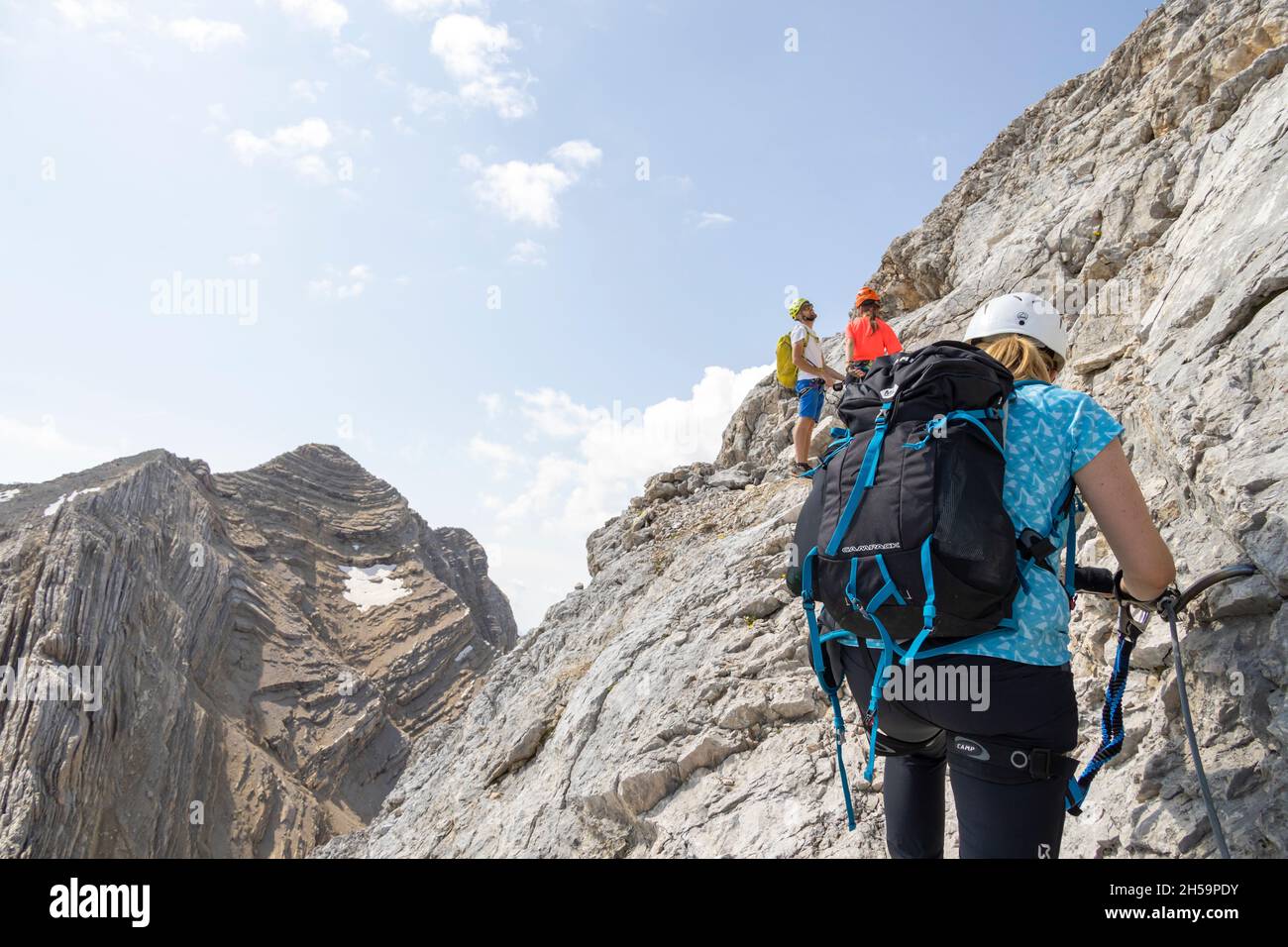 Italy Veneto - Hikers along the Ferrata Formenton Stock Photo - Alamy