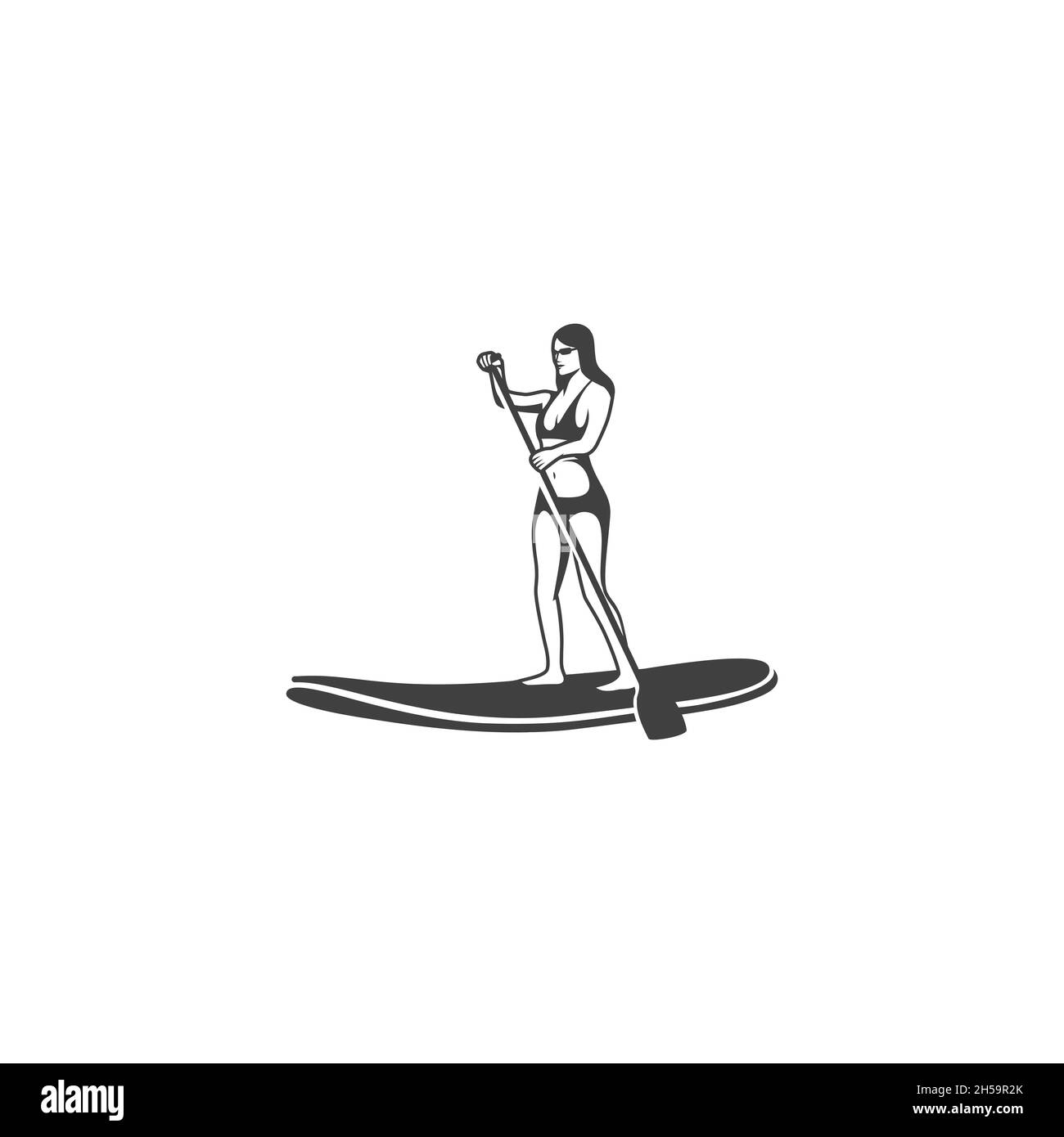 a logo with the shape of a woman playing a surfboard Stock Vector Image ...