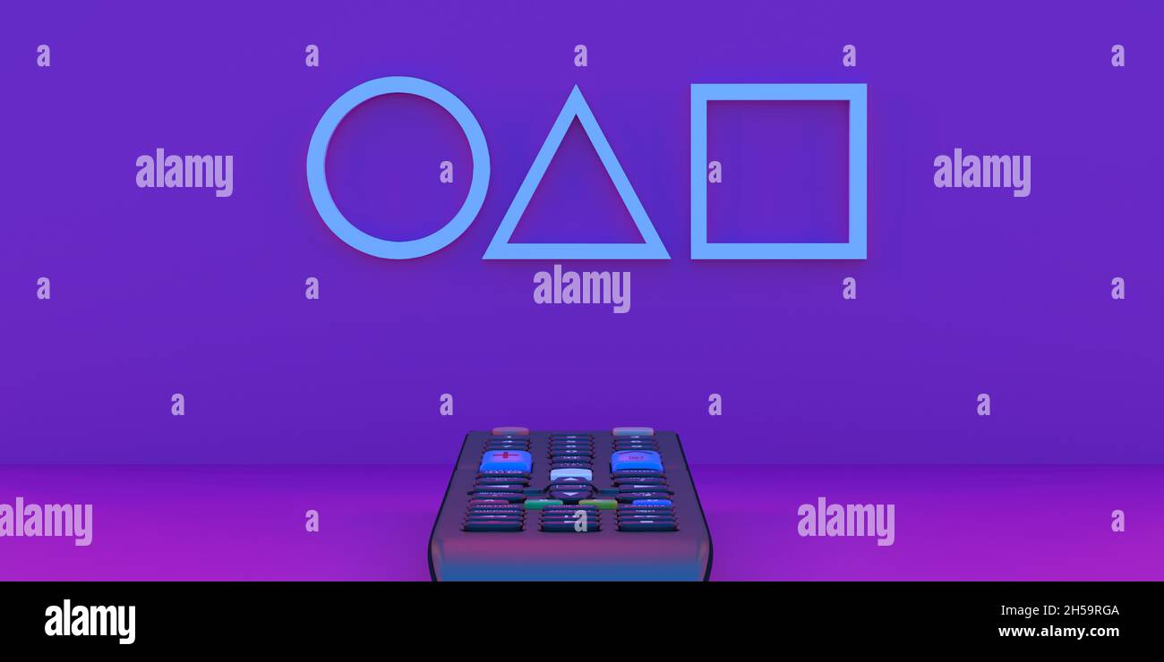 Istanbul, Turkey, 11.3.2021; 3D render circle, triangle, square symbols ...