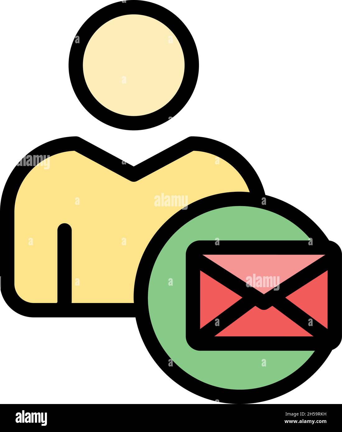 Mail request icon. Outline mail request vector icon color flat isolated ...