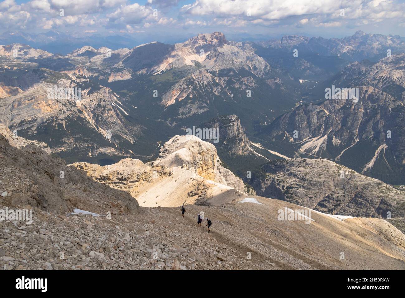 Italy Veneto - Hikers along the return route of the Formenton Ferrata ...
