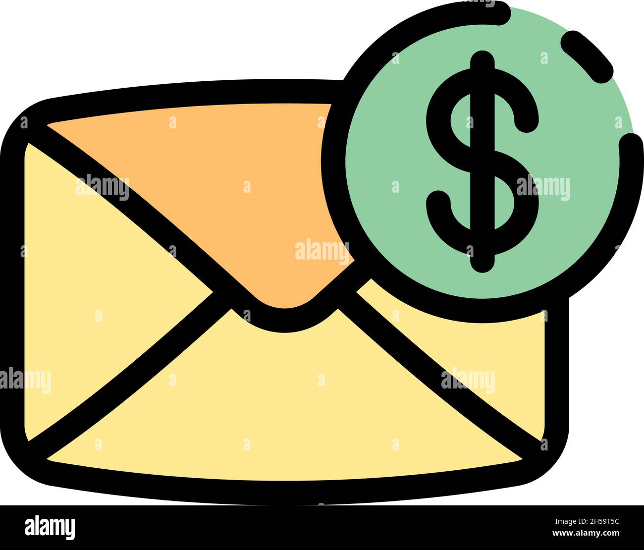 Envelope payment icon. Outline envelope payment vector icon color flat ...