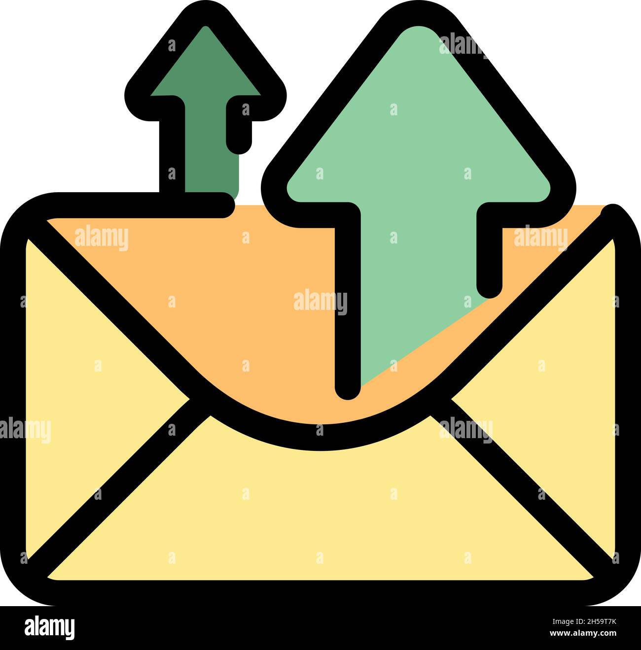Envelope sending icon. Outline envelope sending vector icon color flat ...