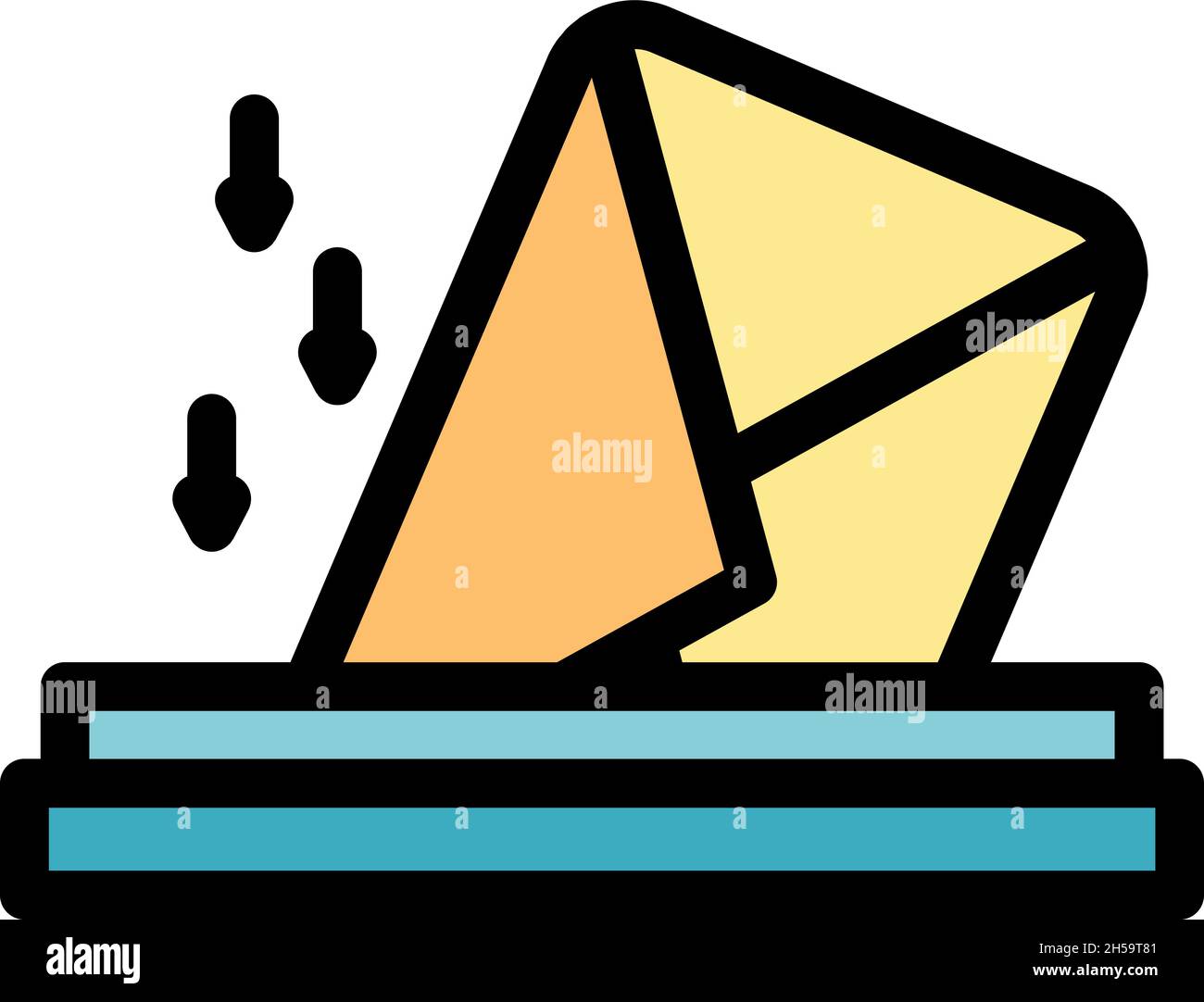 Inbox envelope icon. Outline inbox envelope vector icon color flat ...