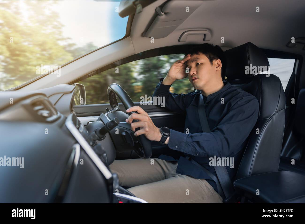 stressed man driver sitting inside a car Stock Photo - Alamy