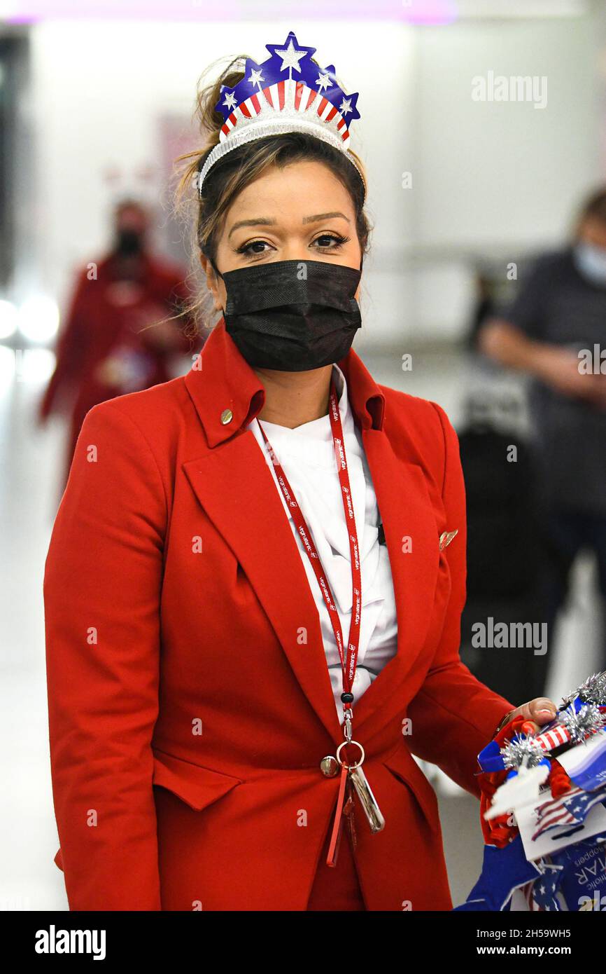 EDITORIAL USE ONLY Virgin Atlantic staff at London Heathrow Airport's ...