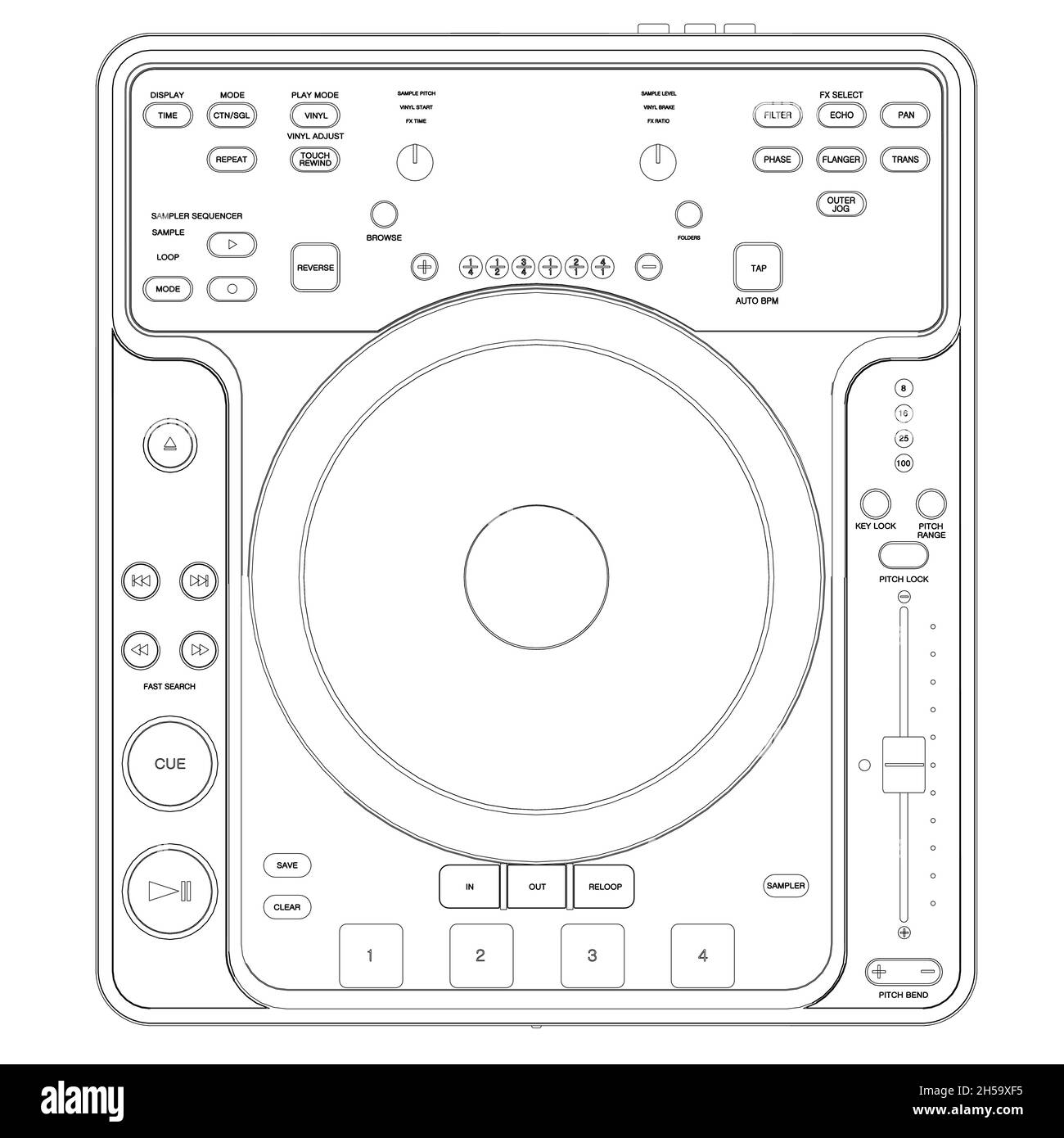 Black lines detailed vinyl sampler outline isolated on white background ...
