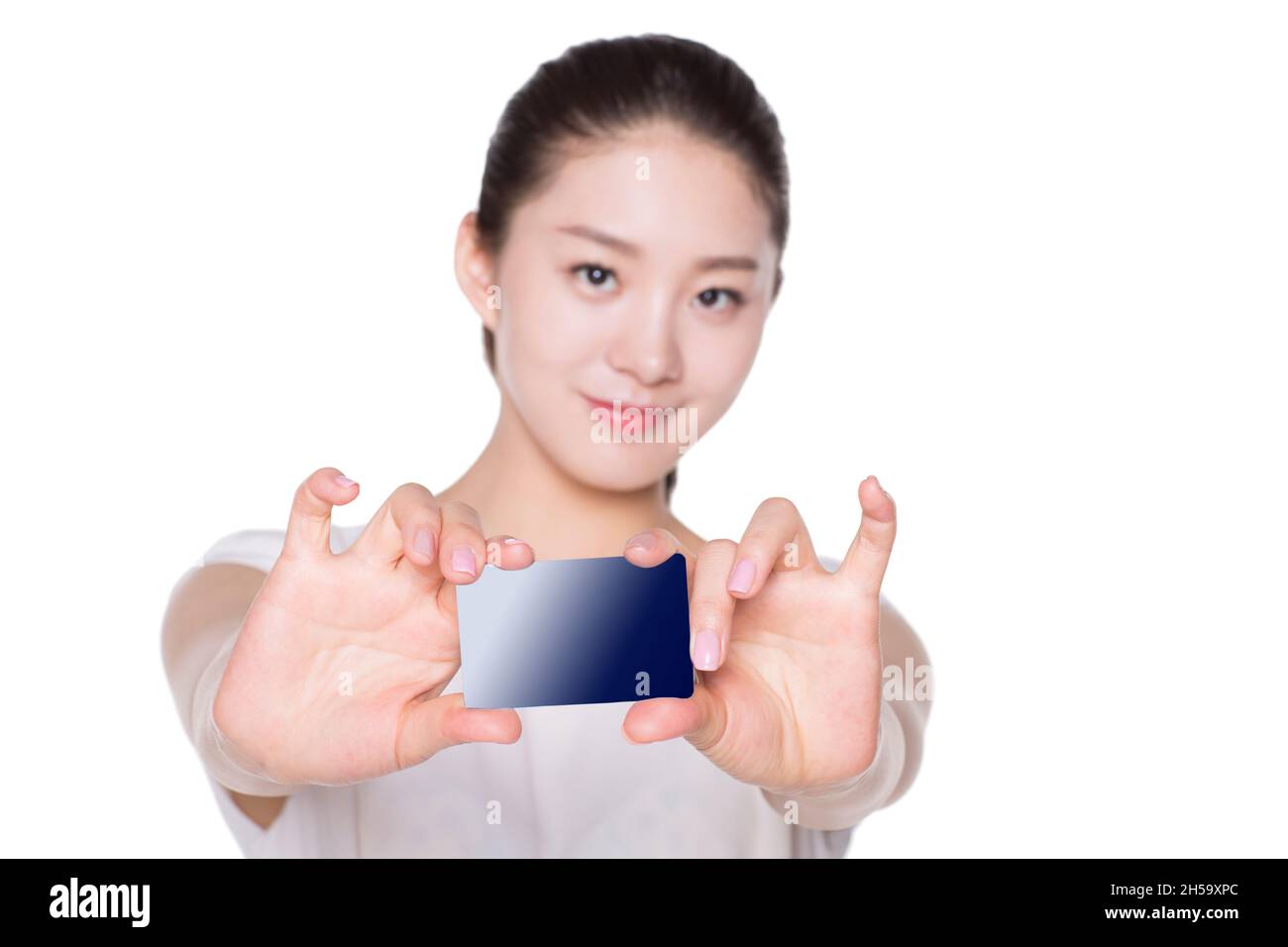 Young woman holding a VIP card Stock Photo - Alamy