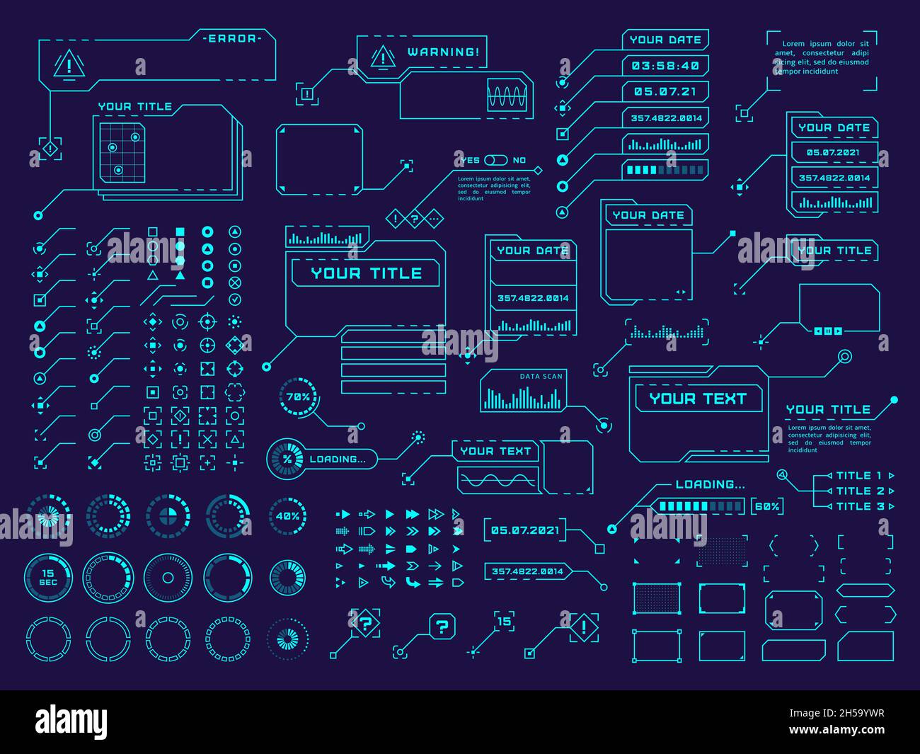 Hud elements. Futuristic technology element, hi tech design. Ui ...
