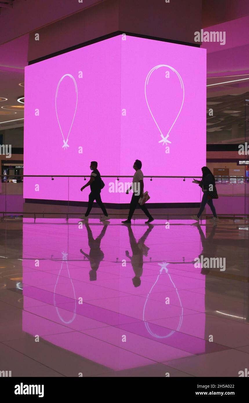 Think Pink campaign inside the new passenger terminal, Bahrain ...