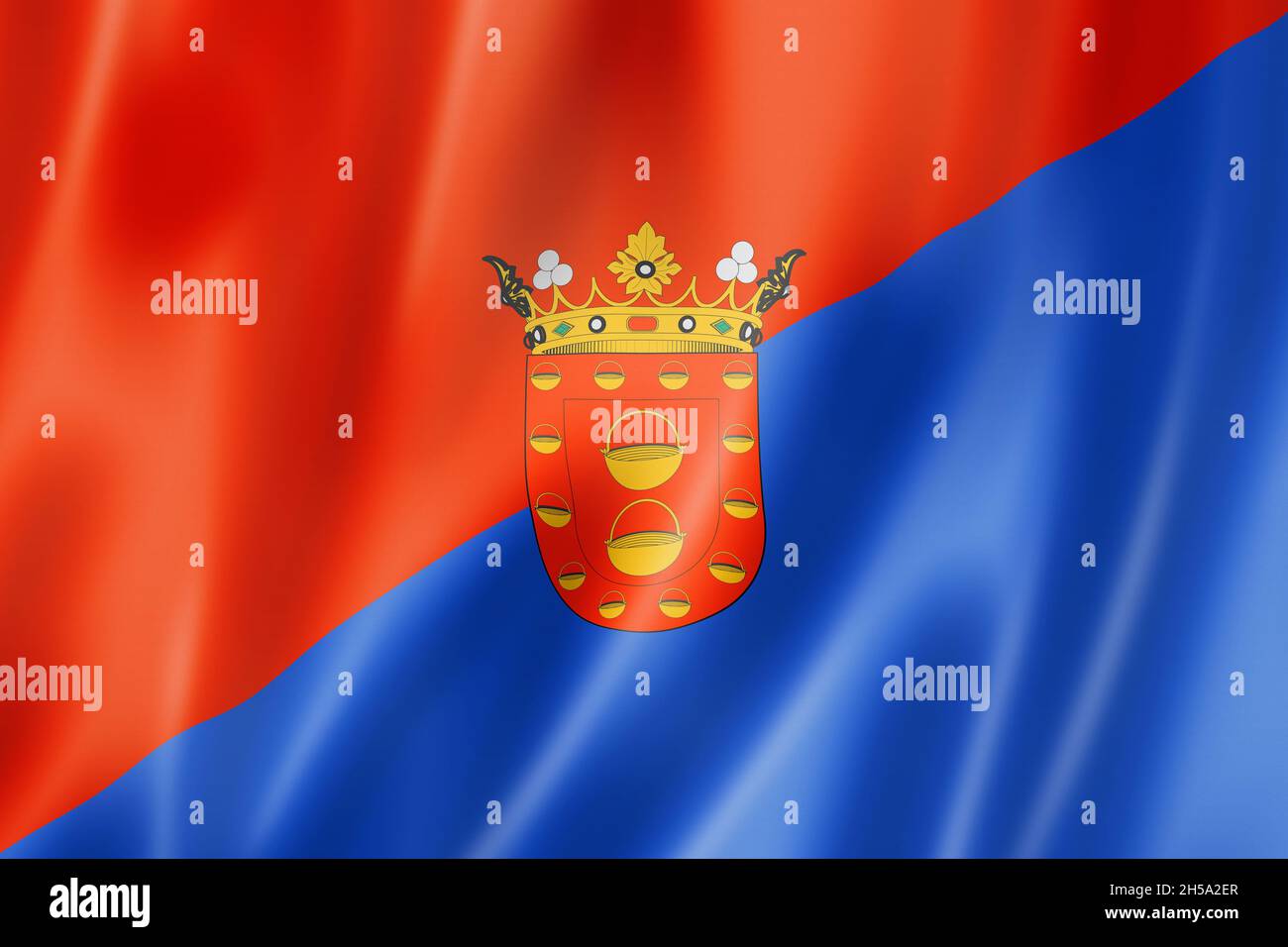 Lanzarote, Canary islands flag, Spain waving banner collection. 3D illustration Stock Photo - Alamy