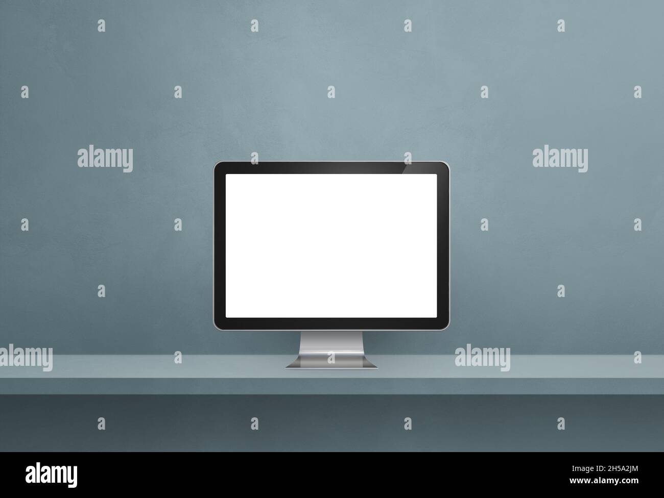 Computer pc - grey wall shelf banner. 3D Illustration Stock Photo - Alamy