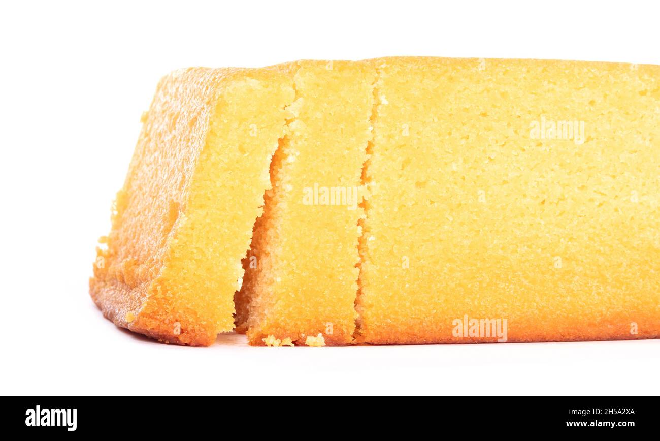 Traditional homemade sliced buttercake, isolated on a white background ...