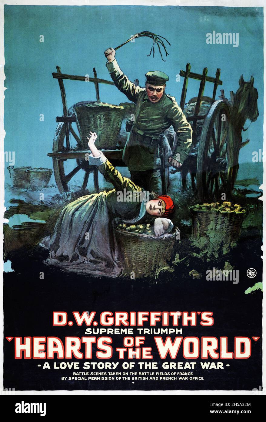 Vintage movie poster: Hearts of the World, 1918. D.W. Griffith. A love ...