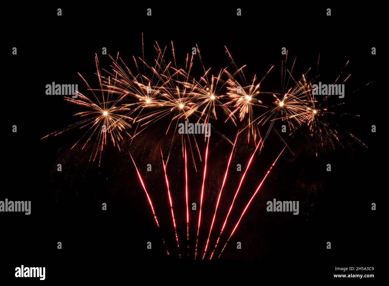 Landscape orientation group of fireworks, celebration, 5th November ...