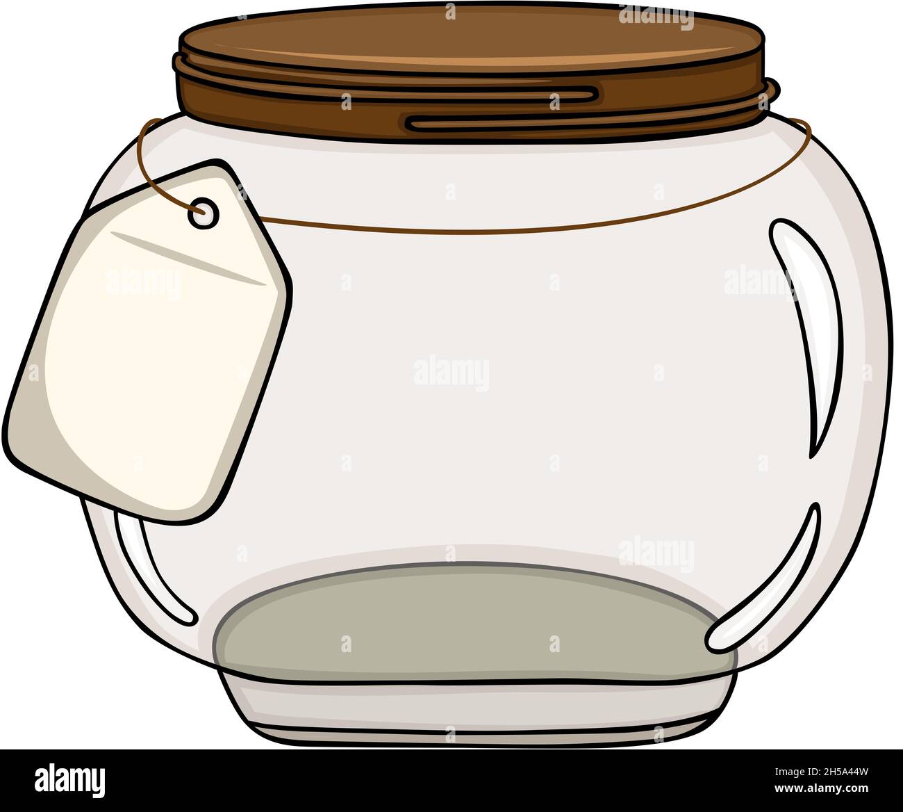 Round transparent glass jar empty with label Stock Photo - Alamy