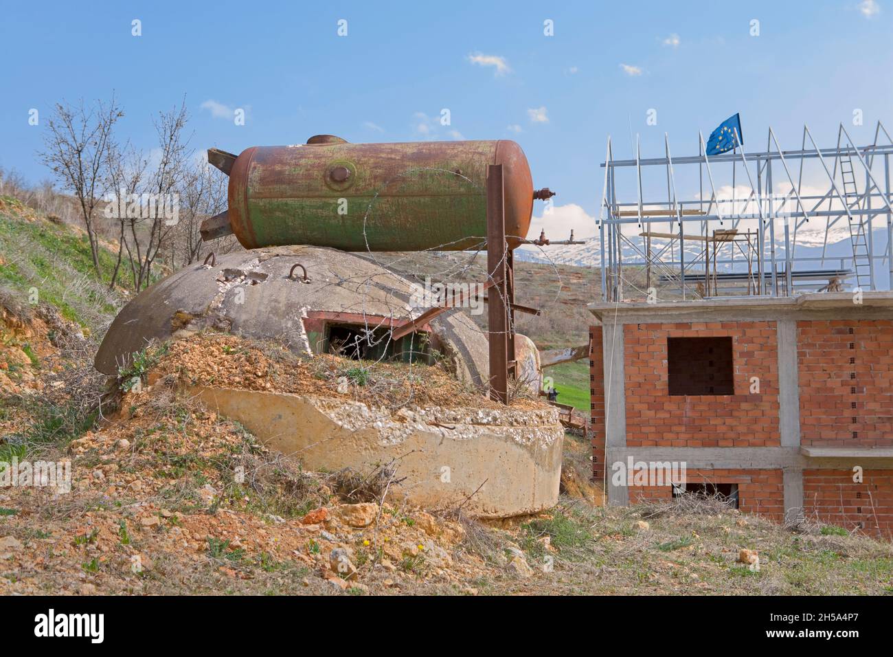 Bunker from the Cold War now used to hold a water tank Stock Photo - Alamy