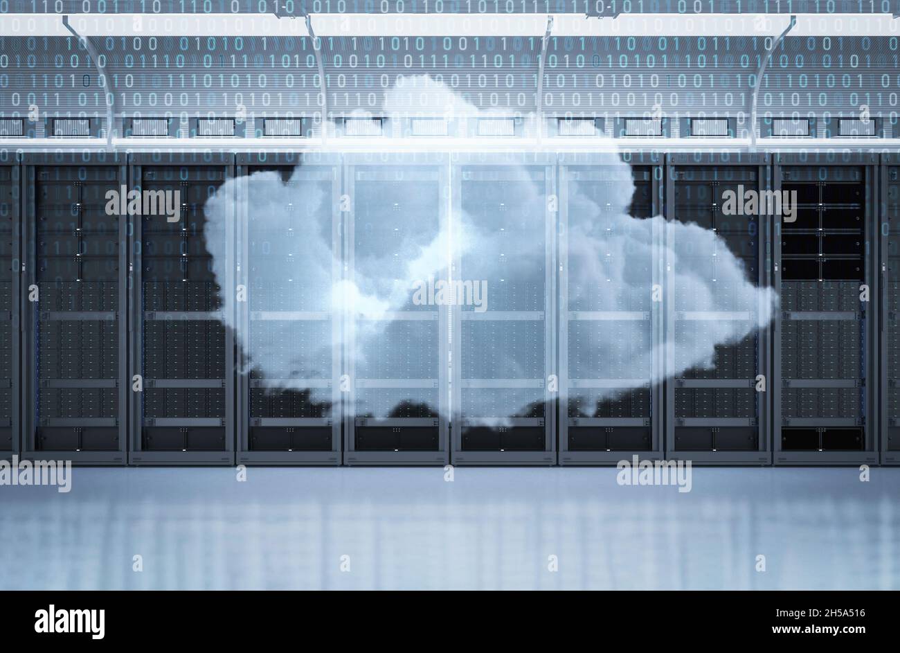 Cloud computing technology with 3d rendering server room Stock Photo ...