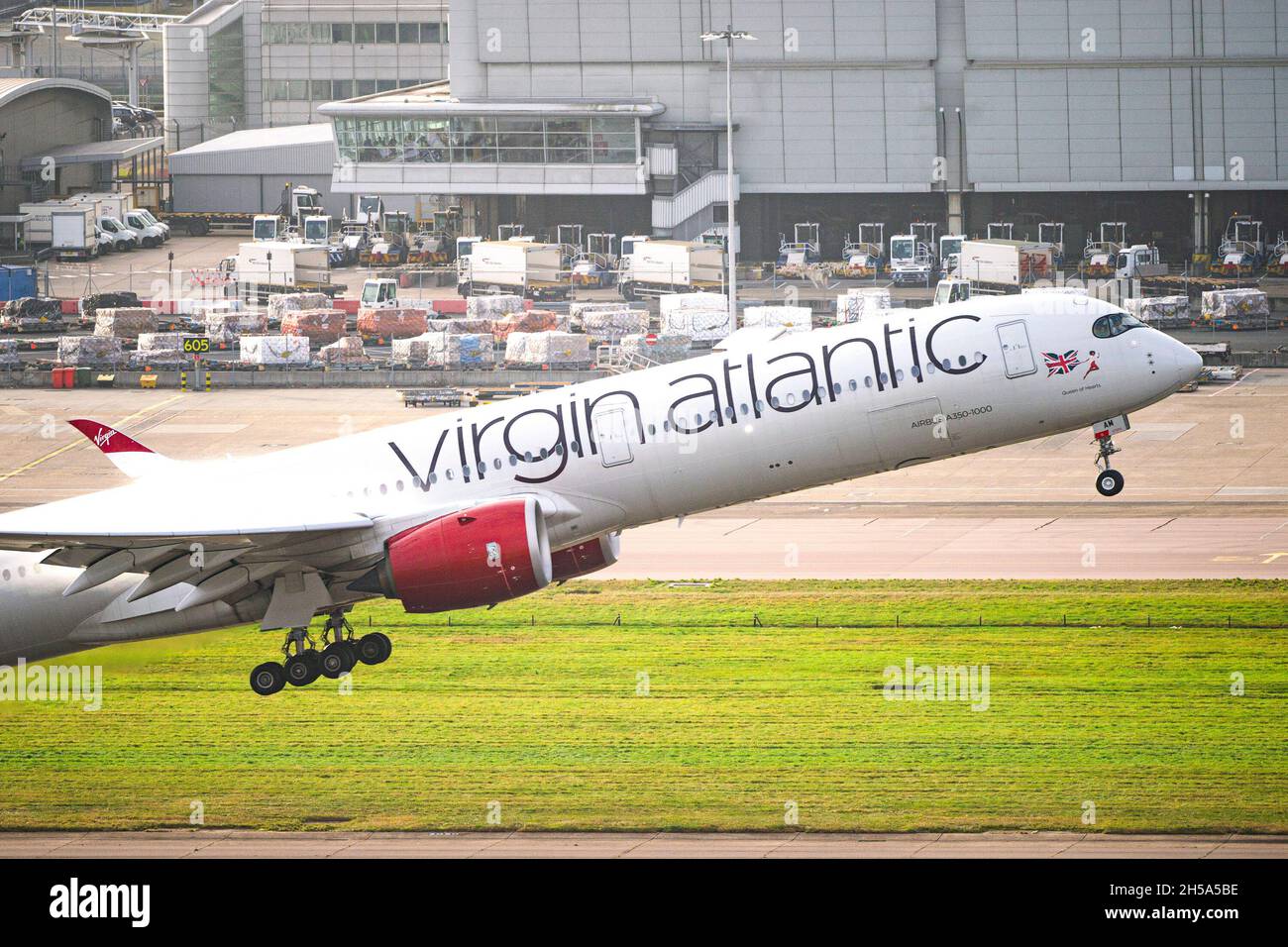 EDITORIAL USE ONLY Virgin Atlantic flight VS3 performs a synchronised ...